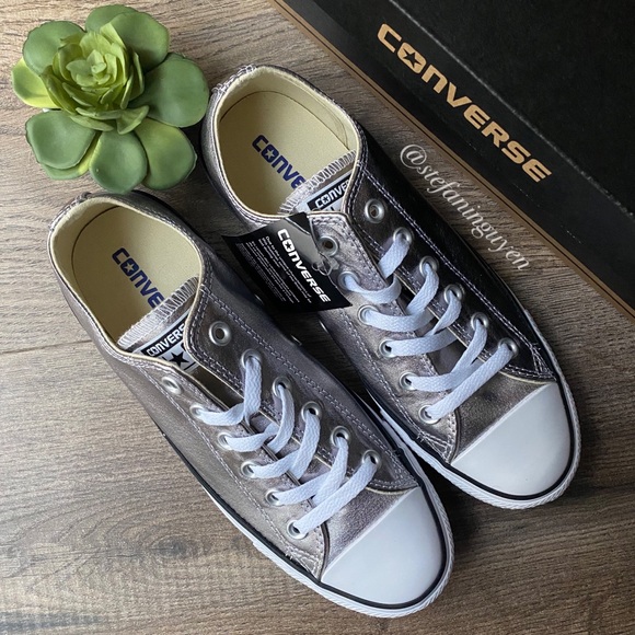 Converse | Shoes | Converse Metallic Gunmetal Silver Ctas Sneakers ...